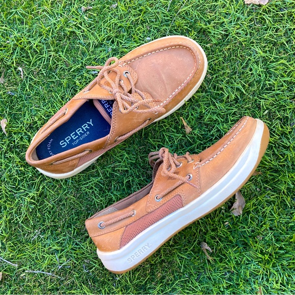 Sperry | Shoes | Leather Sperry Topsiders Tan Boat Shoes Dock Shoes ...